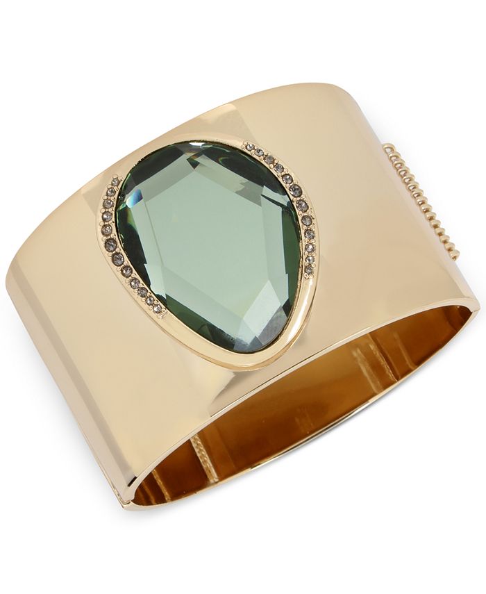 Kenneth Cole New York Gold-Tone Polished Large Stone Bangle Bracelet ...
