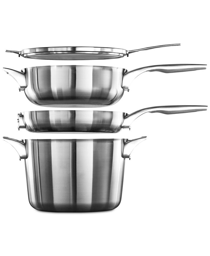Calphalon Premier Space-Saving Stainless Steel 4-Qt. Chef's Pan & Lid ...