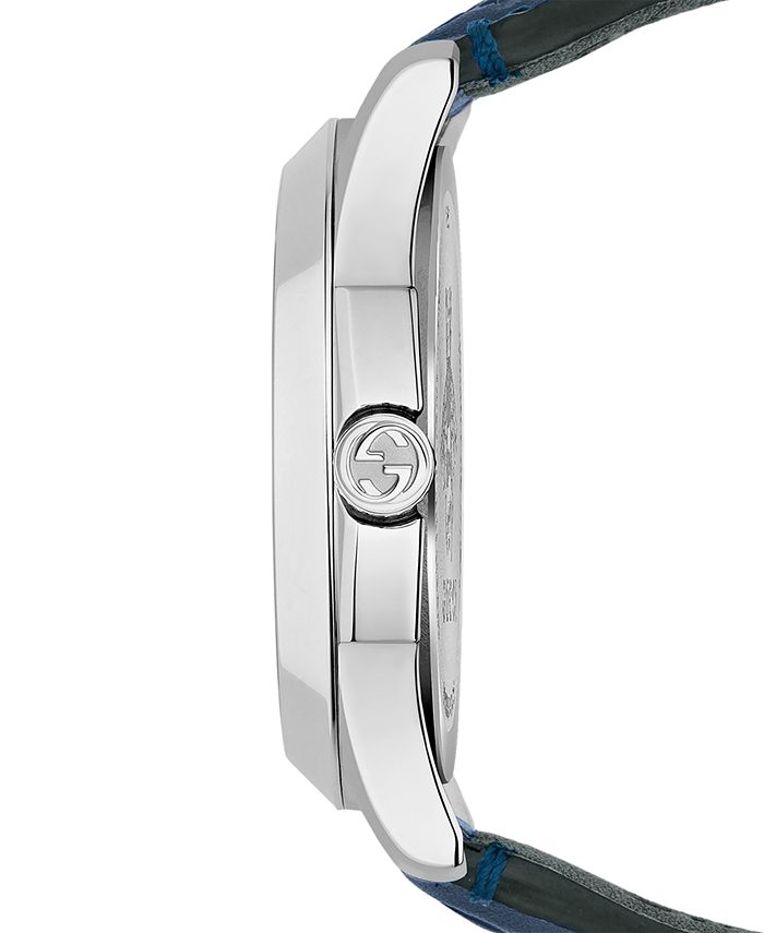 Gucci Unisex Swiss G-Timeless Dark Blue Leather Strap Watch 38mm - Macy's