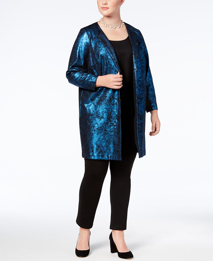 Alfani Plus Size Metallic Jacquard Jacket, Created for Macy's - Macy's