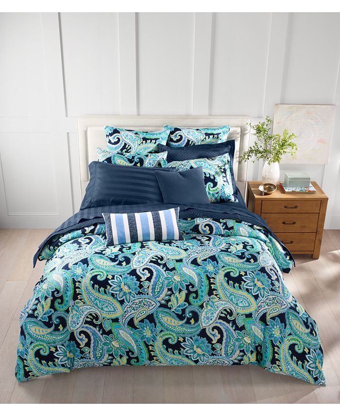 Charter Club Closeout Multi Paisley Cotton 300 Thread Count 3 Pc Full