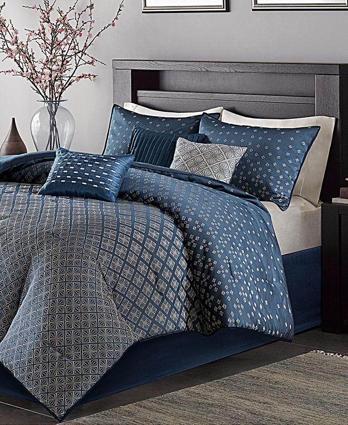 Madison Park Biloxi Jacquard Geometric 7-Pc. Comforter Set, Queen - Macy's