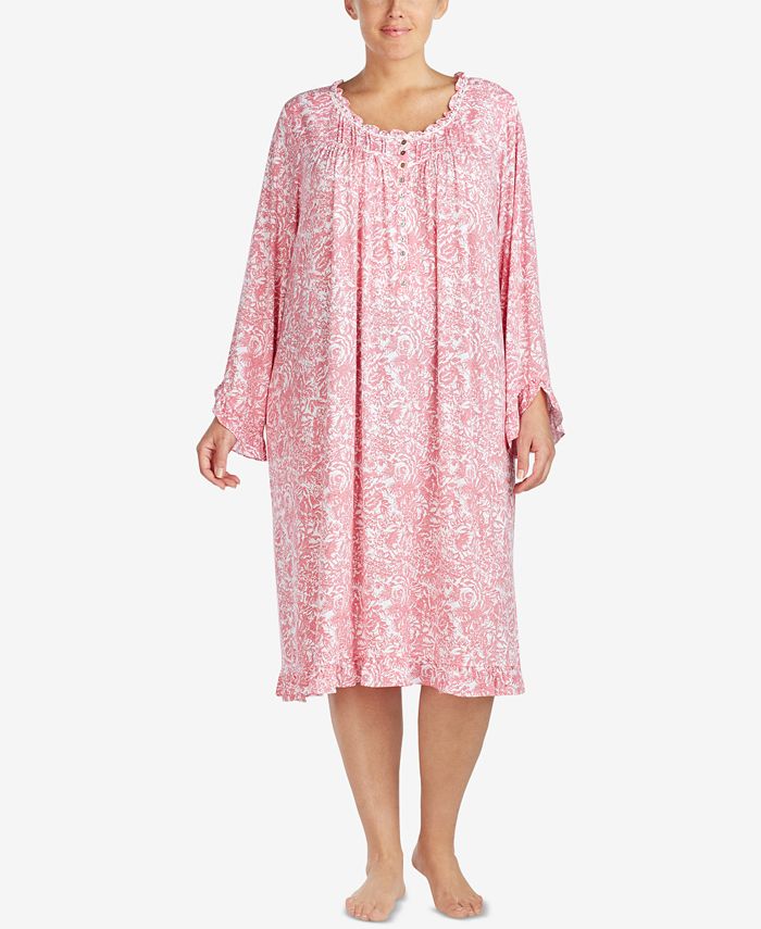Eileen West Plus Size Ruffled-Trim Modal-Blend Nightgown - Macy's