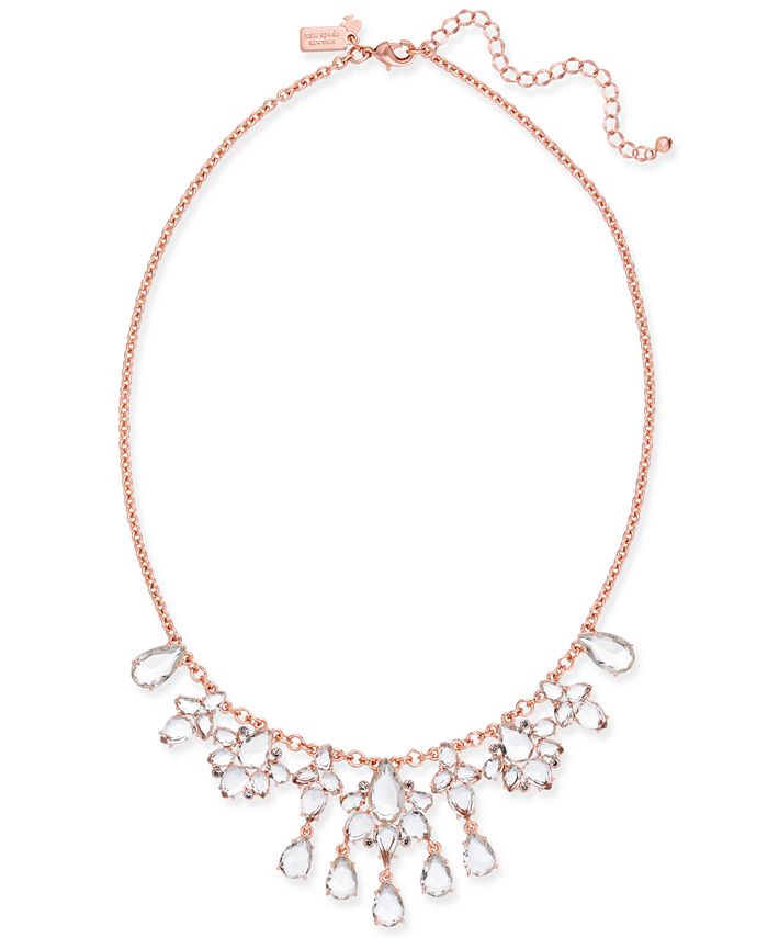 kate spade new york Rose Gold-Tone Crystal Cluster Collar Necklace - Macy's