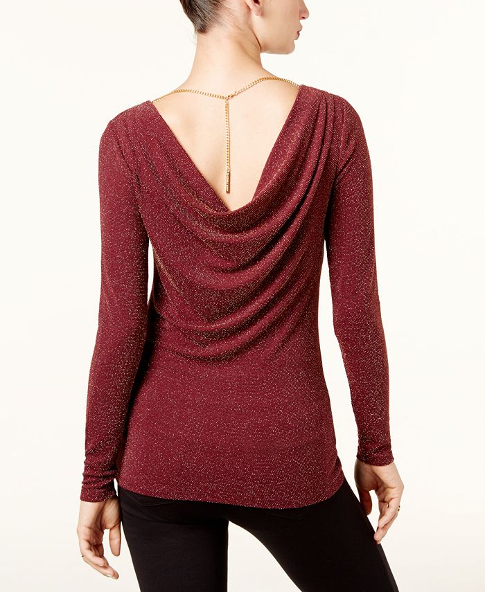 Michael Kors Petite Metallic Cowl-Back Top - Macy's