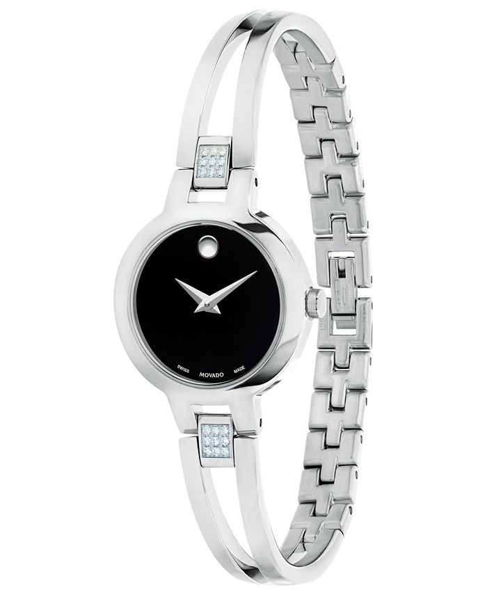 Movado Women's Swiss Amorosa Diamond-Accent Stainless Steel Bangle ...