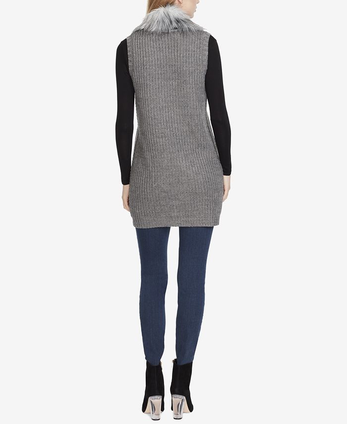 Jessica Simpson Faux-Fur-Trim Sweater Vest - Macy's
