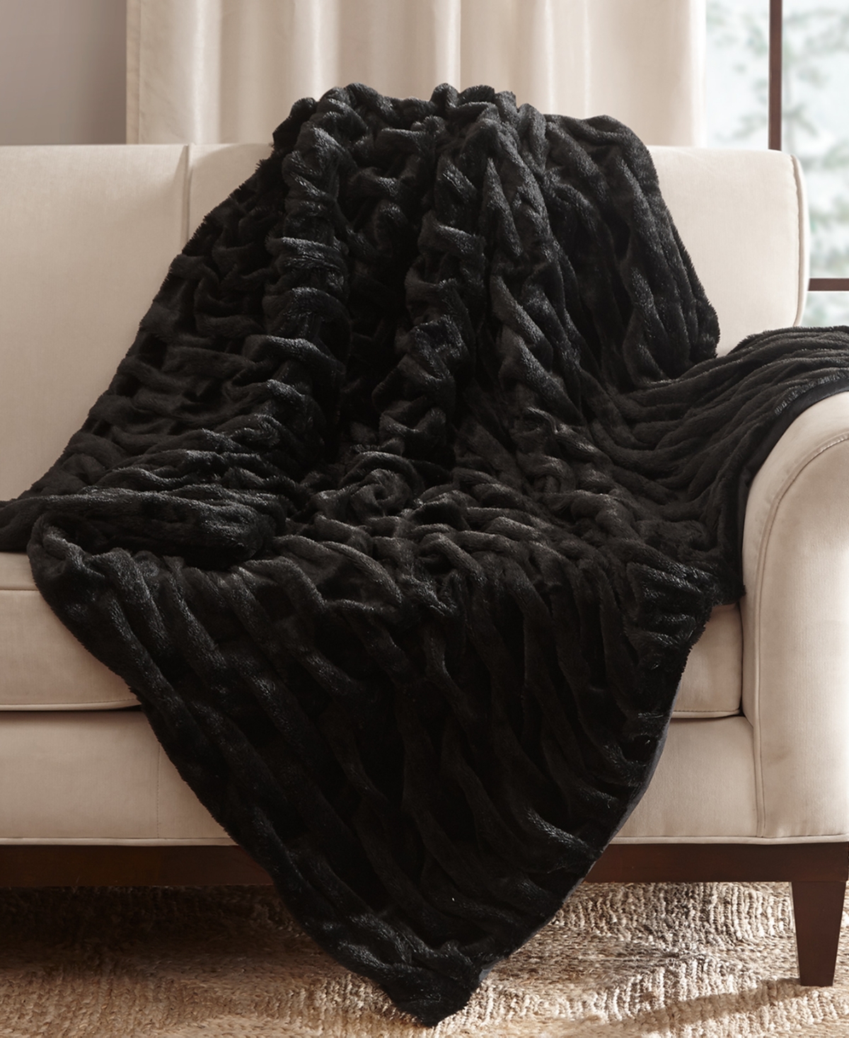 Click here for Madison Park Ruched Reversible Faux-Fur Throw  50... prices