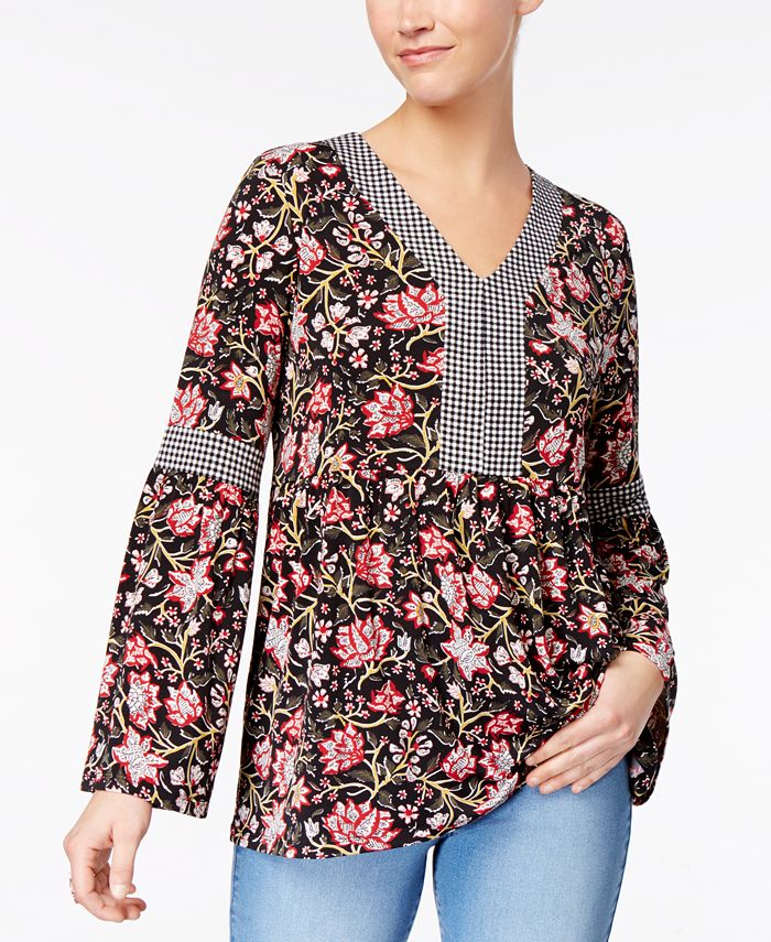 Style & Co Mixed-Print Top, Created for Macy's - Macy's