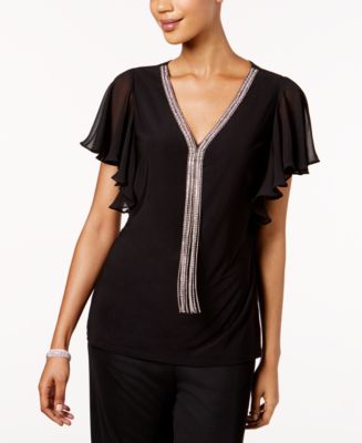 MSK Embellished V-Neck Top - Macy's