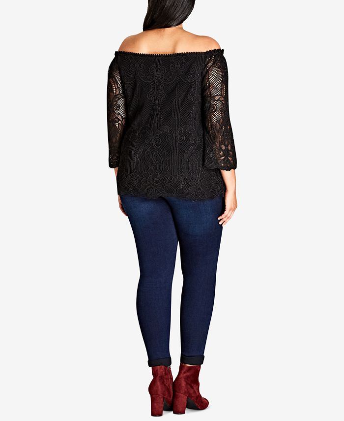 City Chic Trendy Plus Size Off The Shoulder Lace Top Macys