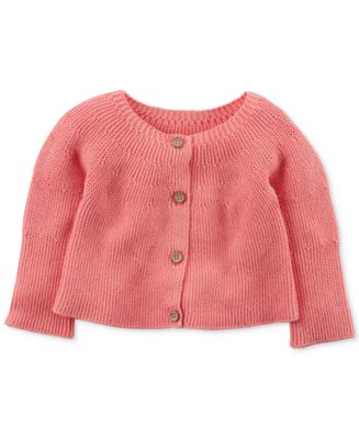 Carter's Button-Front Knit Cotton Cardigan, Baby Girls - Macy's