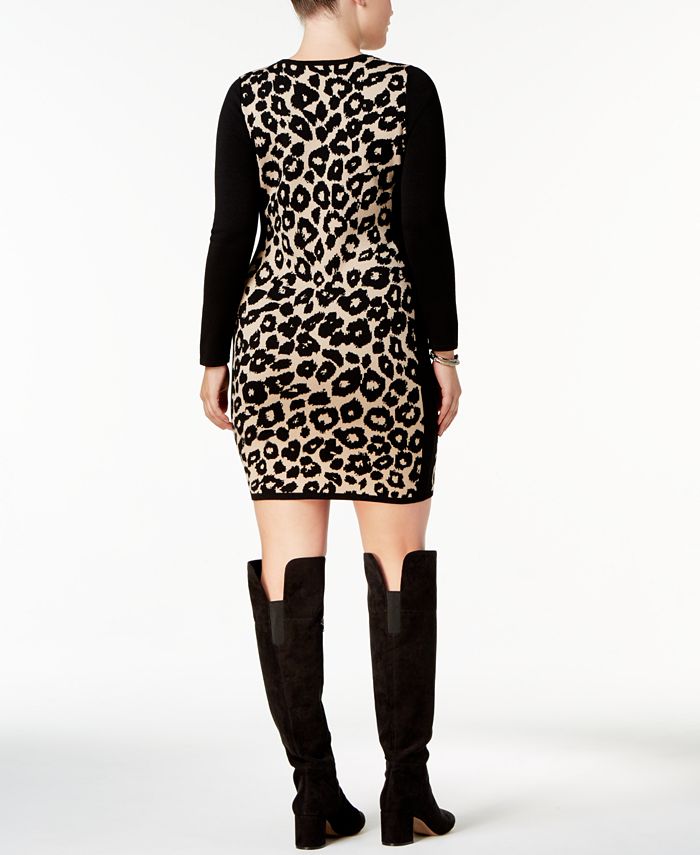 Say What? Trendy Plus Size Leopard-Print Sweater Dress - Macy's