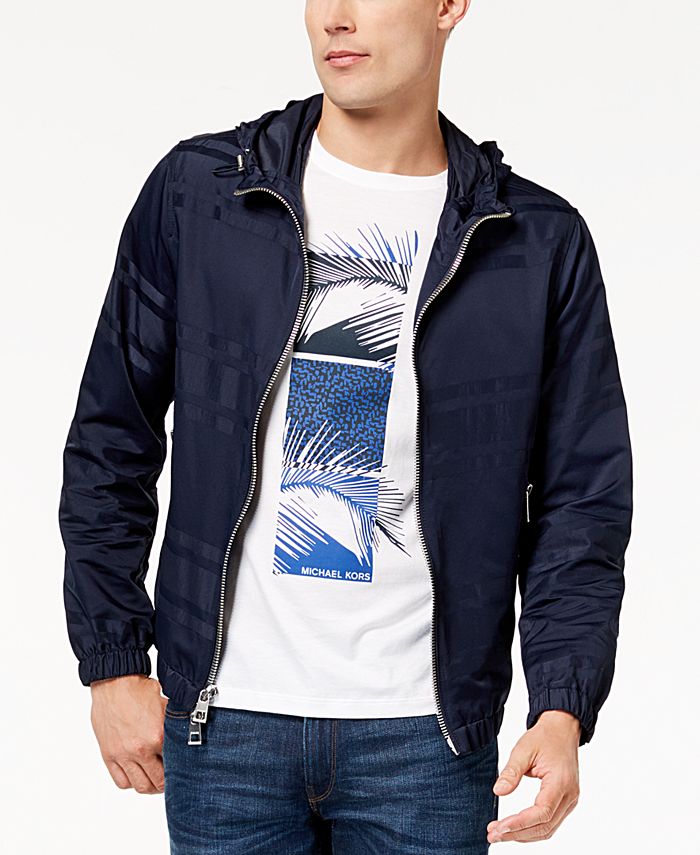 Michael Kors Men's Engineered Striped Hooded Jacket - Macy's