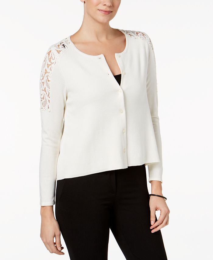 Charter Club Petite Lace-Trim Cardigan, Created for Macy's - Macy's