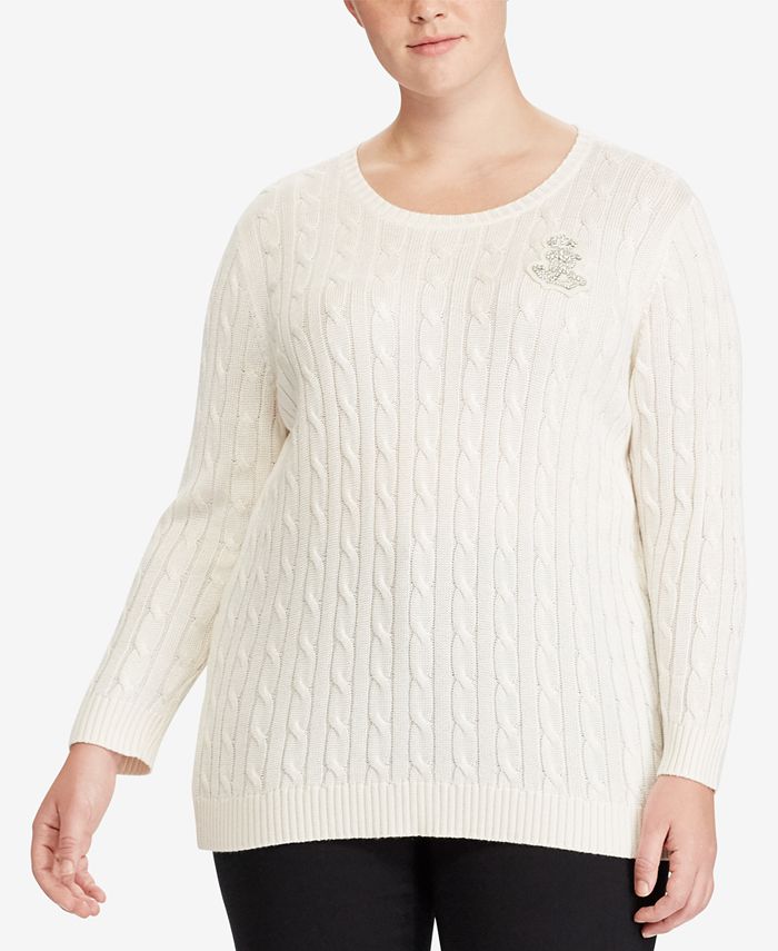 Lauren Ralph Lauren Plus Size Cable-Knit Sweater - Macy's