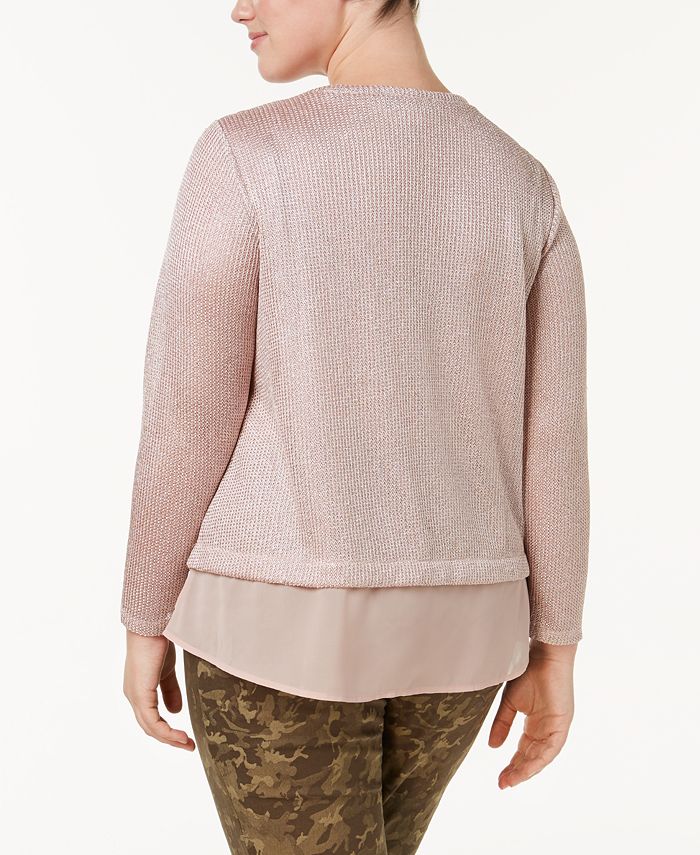 INC International Concepts I.N.C. Plus Size Layered-Look Metallic Knit ...