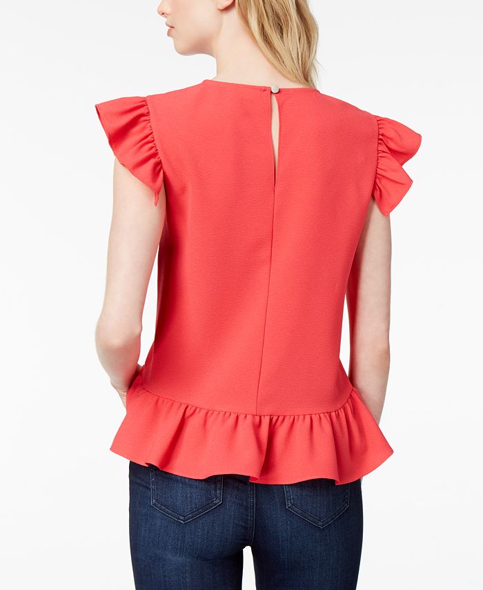 Maison Jules Ruffled Flutter-Sleeve Top, Created for Macy's - Macy's