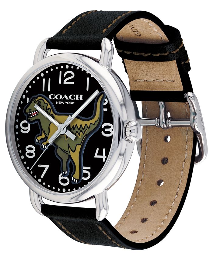 COACH Unisex Delancey & Rexy Black Leather Strap Watch 40mm - Macy's