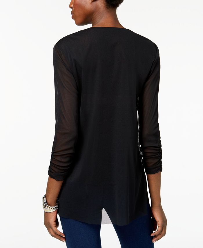 Alfani Petite Draped-Front Top, Created for Macy's - Macy's