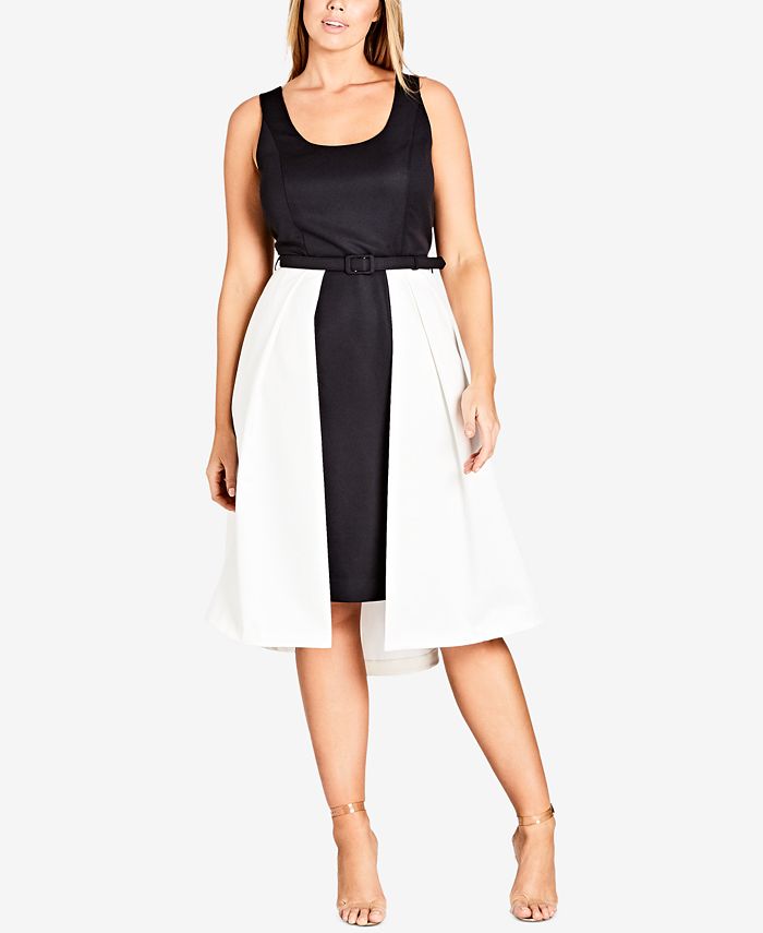 City Chic Trendy Plus Size Colorblock A-Line Dress - Macy's