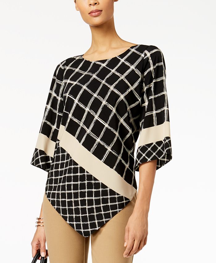 Alfani Petite Printed V-Hem Top, Created for Macy's - Macy's