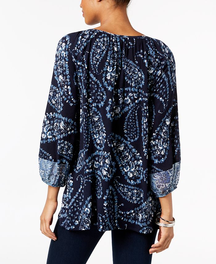 Style & Co Printed Keyhole Top, Created for Macy's - Macy's