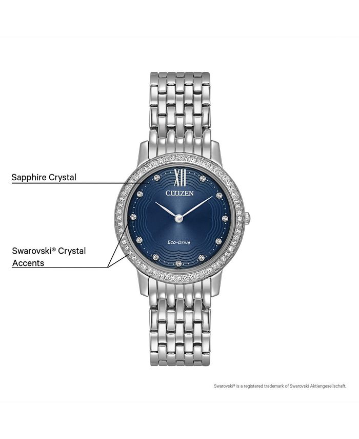 Citizen Eco-Drive Women's Silhouette Crystal Jewelry Stainless Steel Bracelet Watch 29mm EX1480 ...