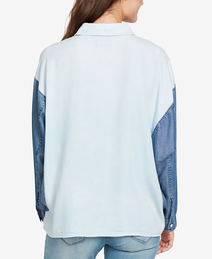 WILLIAM RAST Colorblocked Chambray Shirt - Macy's
