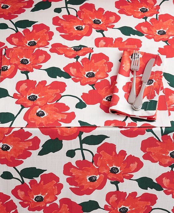 Kate Spade CLOSEOUT! new york Painted Poppies 102" Tablecloth & Reviews ...