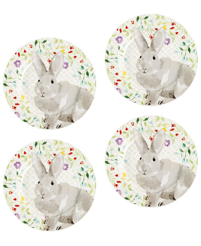 Martha Stewart Collection Set Of 4 Bunny Plates, Created for Macy's ...