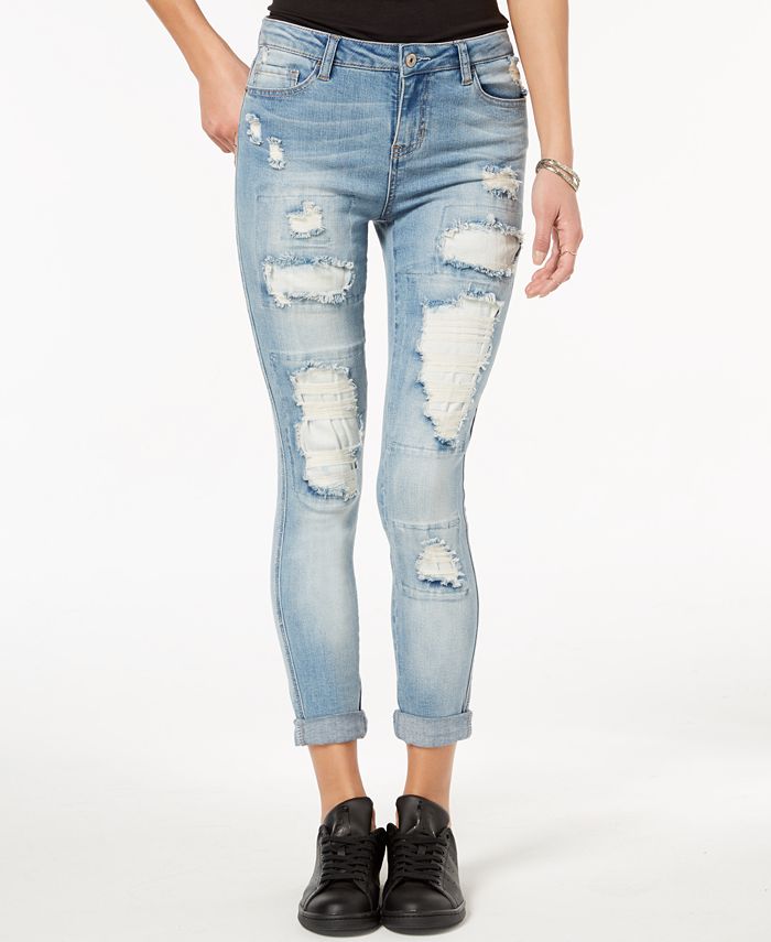 Vanilla Star Ripped Raw-Hem Skinny Jeans - Macy's