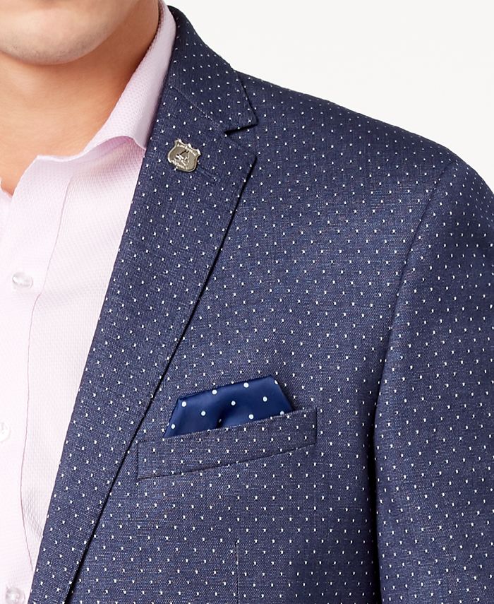 Nick Graham Men's Slim-Fit Stretch Blue Dot Sport Coat - Macy's