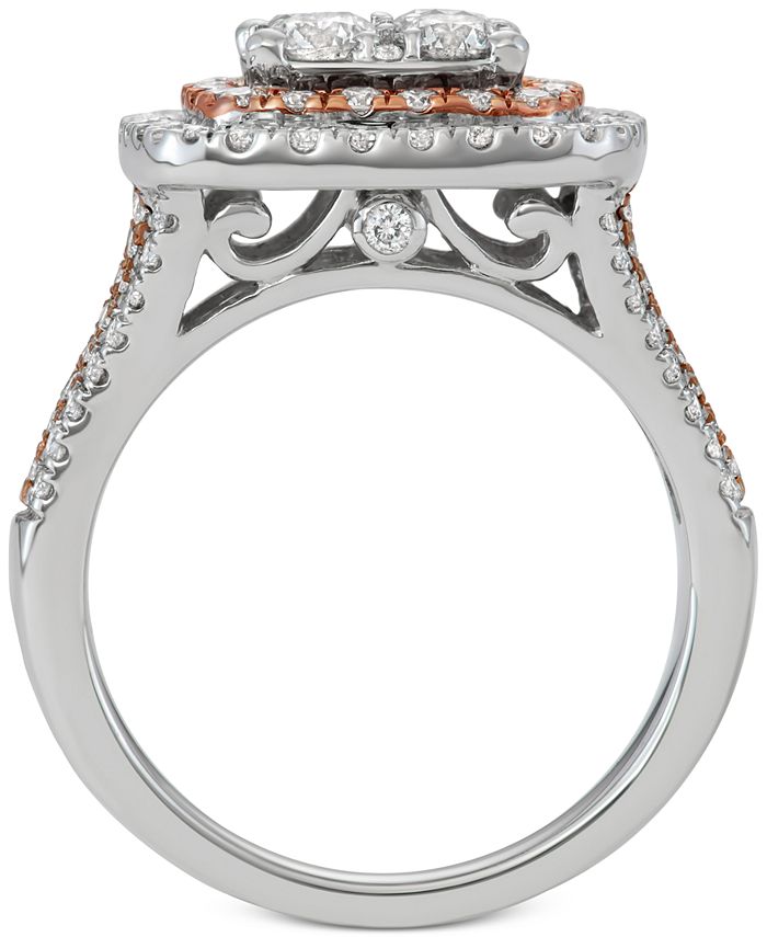 Centennial Diamond Two-Tone Halo Cluster Engagement Ring (2 ct. t.w ...