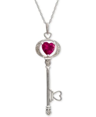 Macy's Lab-Created Ruby (1-1/4 ct. t.w.) & Diamond Accent Key Pendant ...
