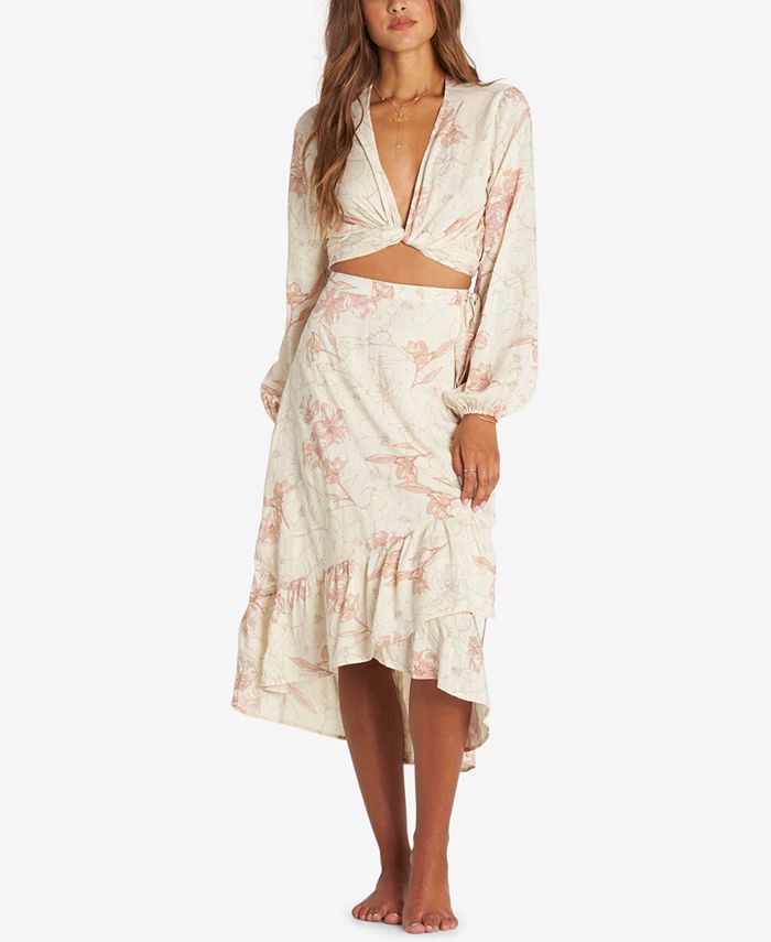 Billabong Juniors' Printed Ruffled Midi Wrap Skirt - Macy's