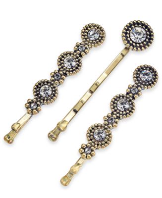 INC International Concepts I.N.C. Gold-Tone 3-Pc. Set Crystal Hair Pins ...