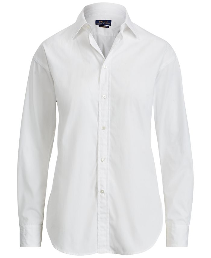 Polo Ralph Lauren Cotton Lace-Up Back Boyfriend Shirt - Macy's