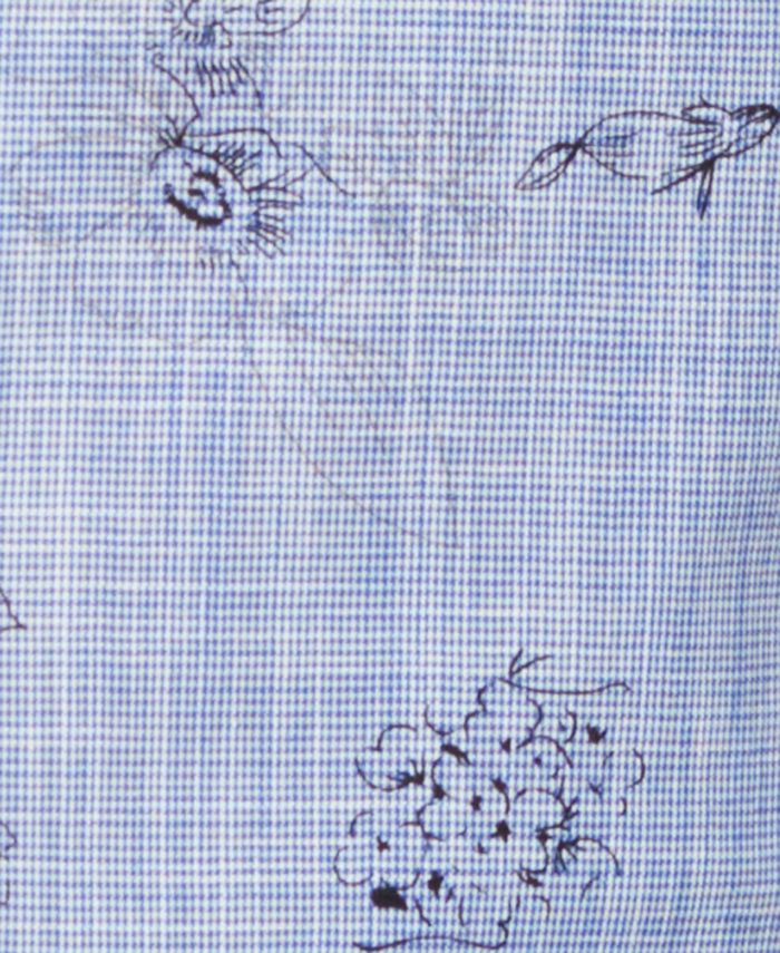 Tallia Men's Slim-Fit Blue Ink Sketch Floral-Print Dress Shirt - Macy's