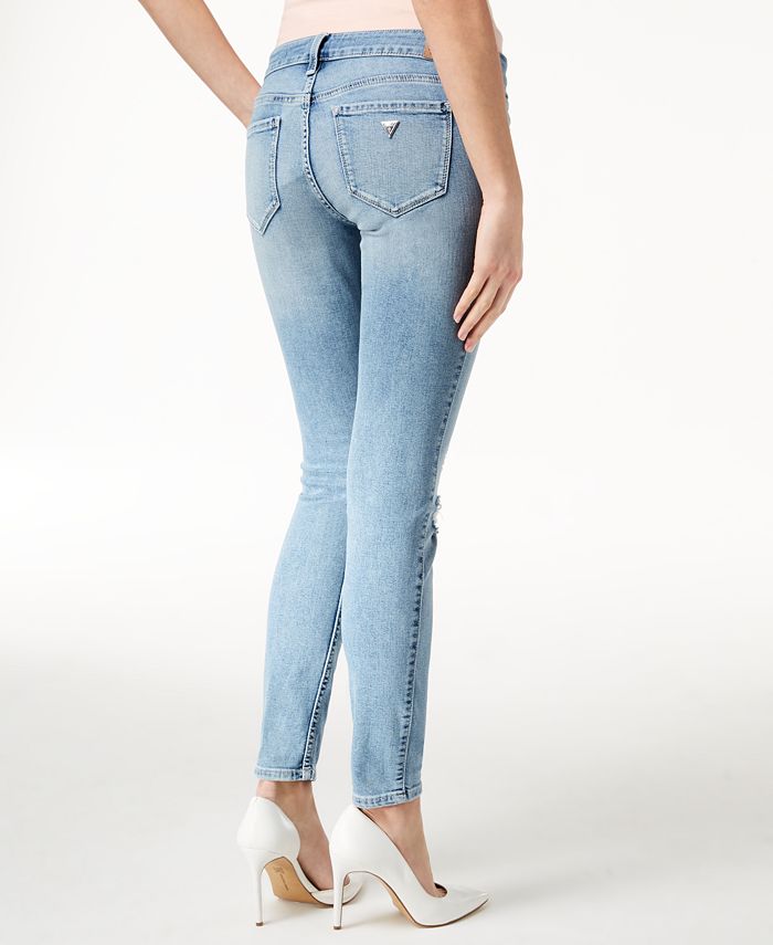 GUESS Low-Rise Distressed Skinny Jeans - Macy's