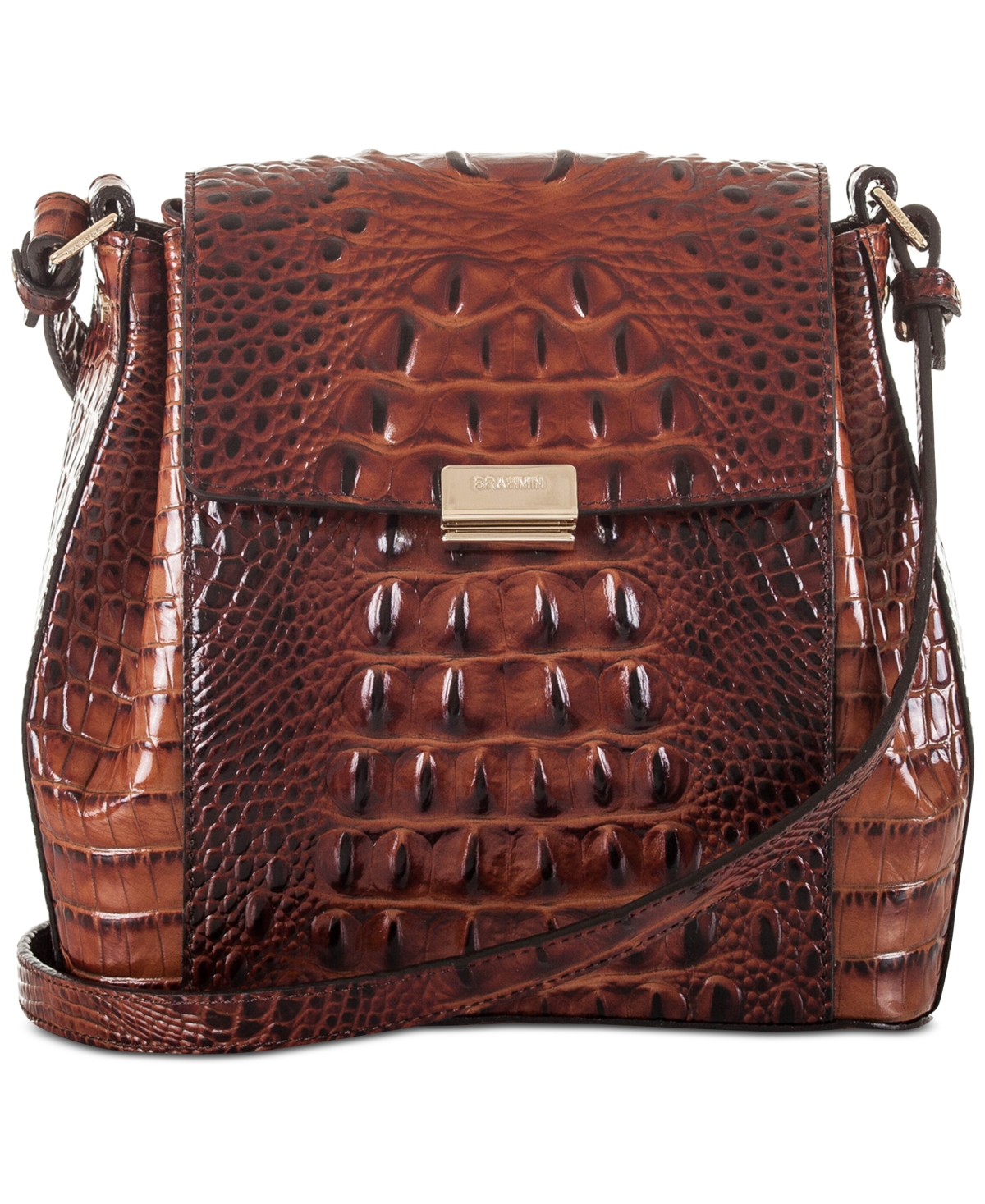 Brahmin Melbourne Margo Embossed Leather Crossbody - Pecan/Gold