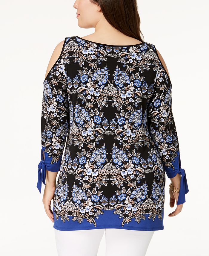 JM Collection Plus Size Embellished Cold-Shoulder Tunic, Created for ...