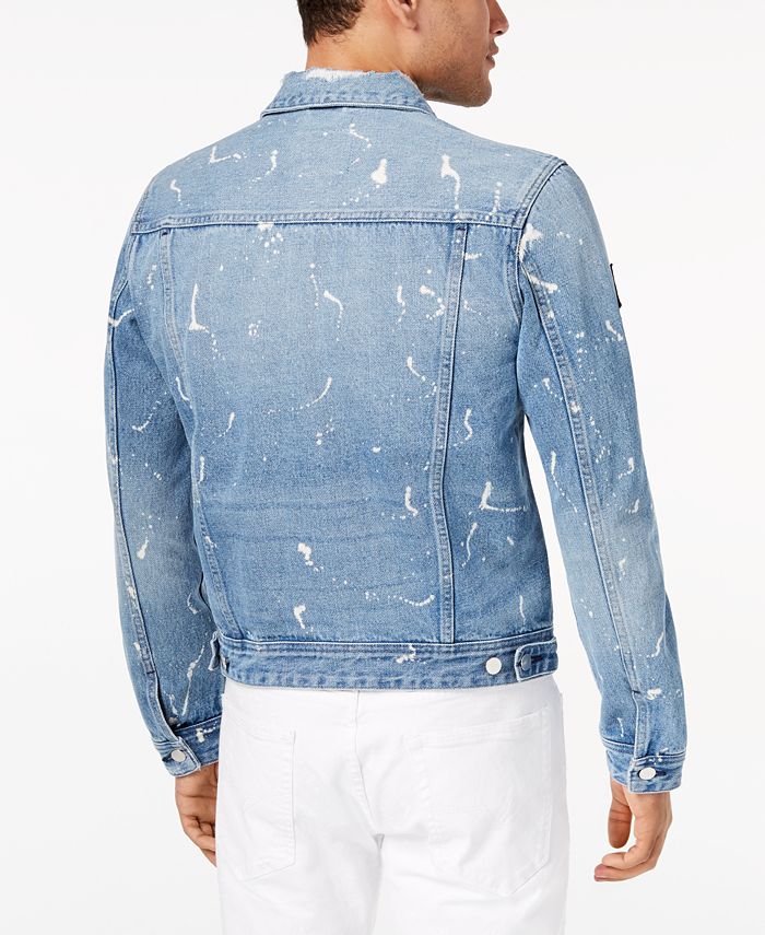 GUESS Men's Bleach-Splatter Patch Denim Jacket - Macy's