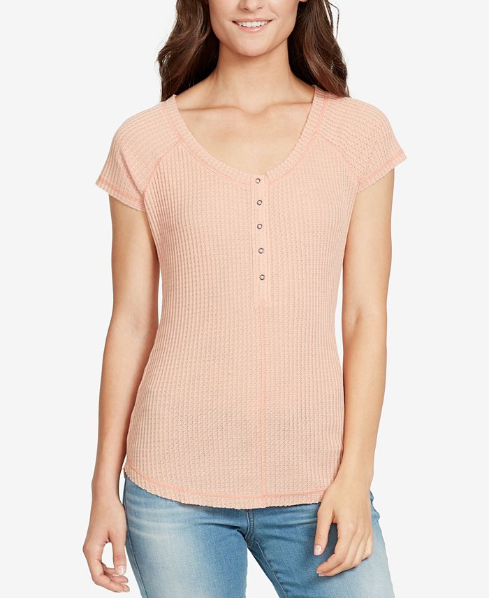 WILLIAM RAST Printed Waffle-Knit Henley Top - Macy's