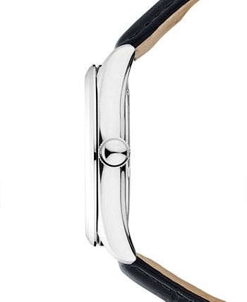 Seiko Men's Solar Essentials Black Leather Strap Watch 42mm - Macy's