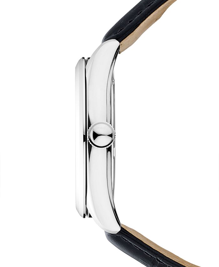 Seiko Men's Solar Essentials Black Leather Strap Watch 42mm - Macy's