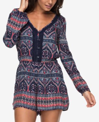 Roxy Juniors' Printed Elastic-Waist Romper - Macy's