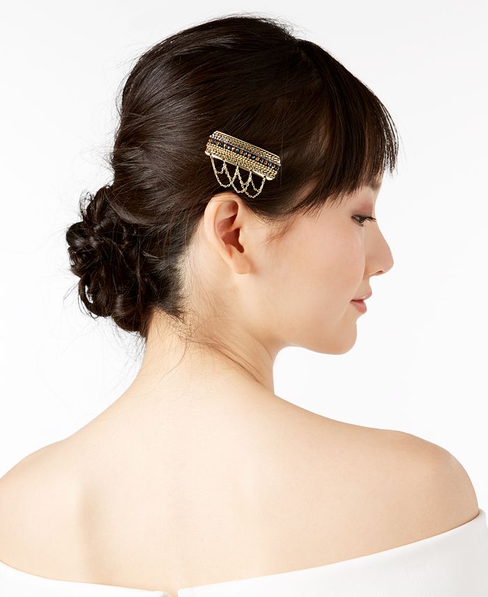 INC International Concepts I.N.C. Gold-Tone Stone Multi-Chain Hair Clip ...