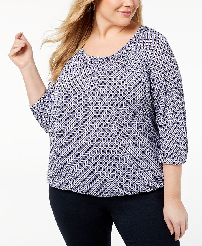 Michael Kors Plus Size Geo Print Top Macys