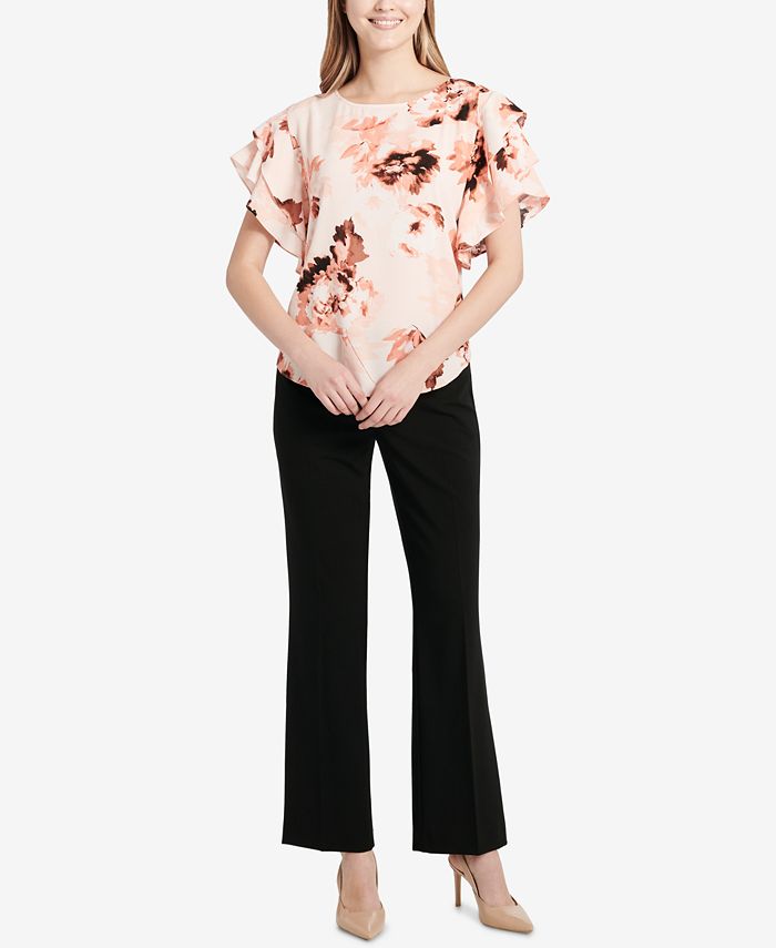 Calvin Klein Ruffled-Sleeve Top - Macy's